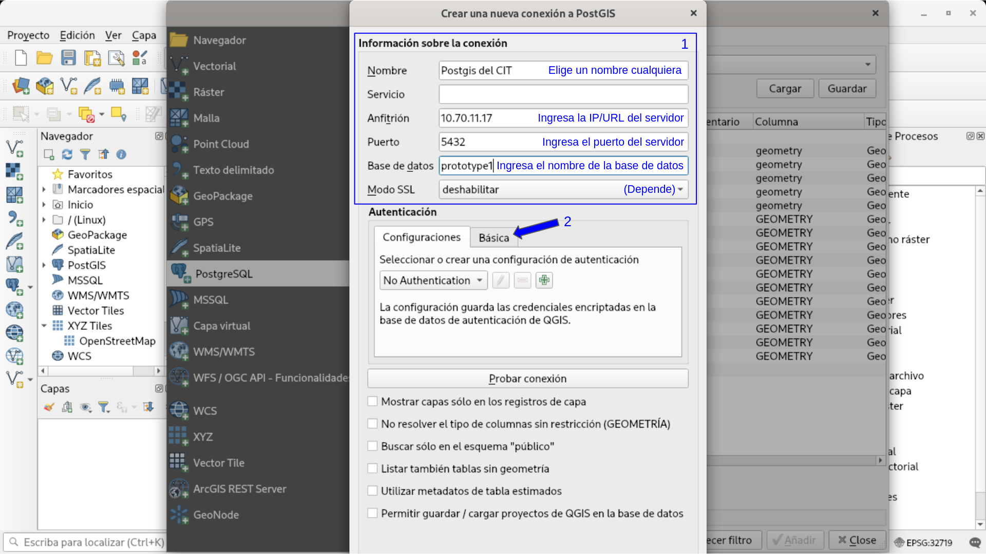 2.1 Conección desde QGIS a PostgreSQL | Documentación de R