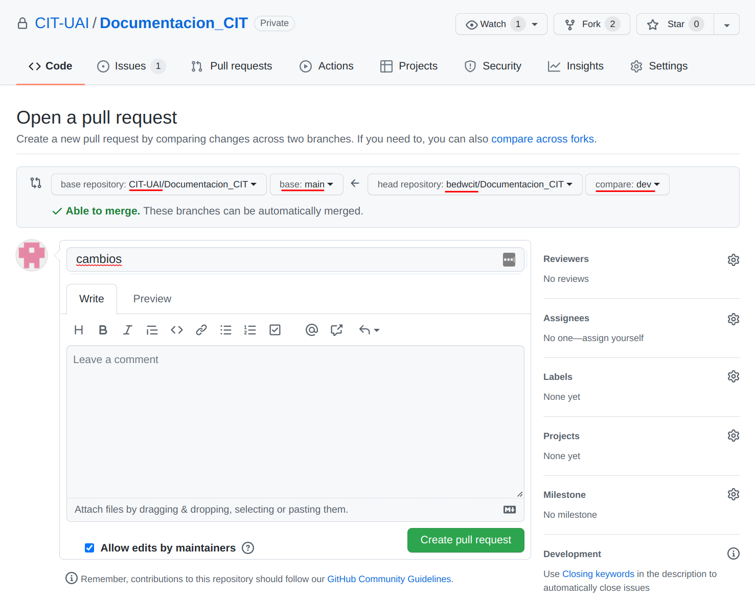 1.3 Uso Colaborativo | Documentación interna CIT